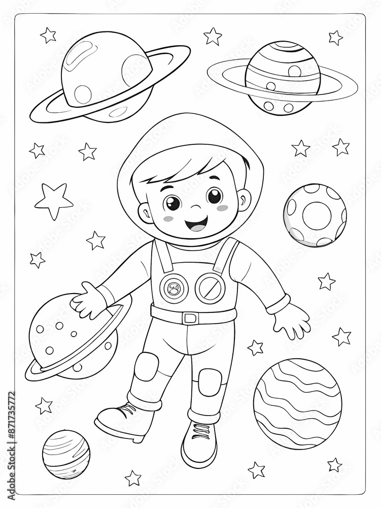 fun and engaging outer space explorer coloring page! Featuring a cute ...