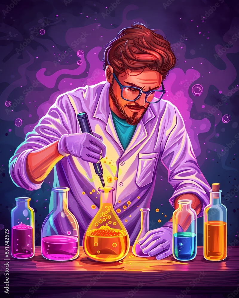 Biochemist designing an experiment to test enzyme reactions, experiment ...