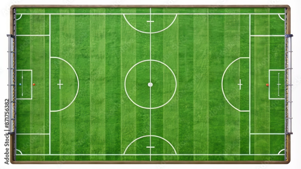 A detailed illustration of a lacrosse field pitch with precise markings ...