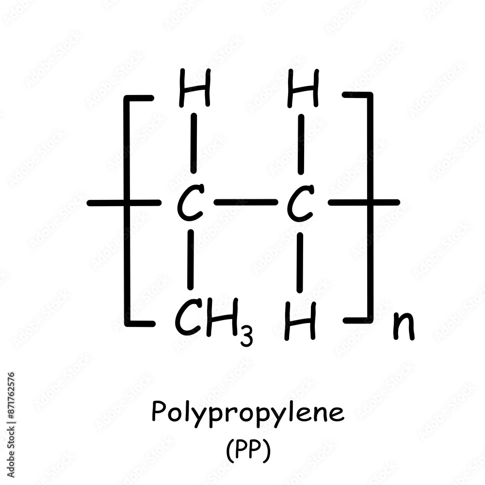 Chemical structure, compound : polypropylene PP Stock Illustration ...