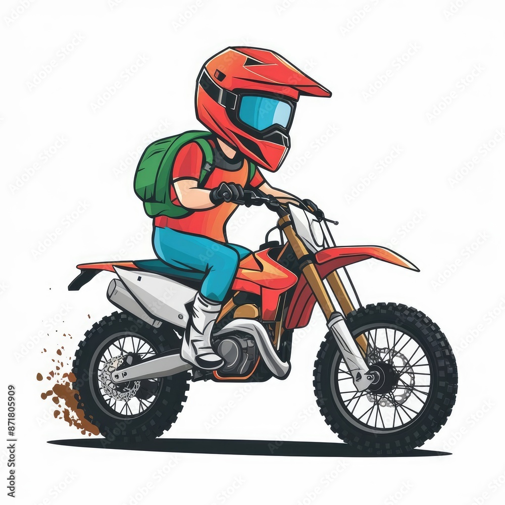 Extreme dirt bike cartoon vector illustration biker t shirt design ...