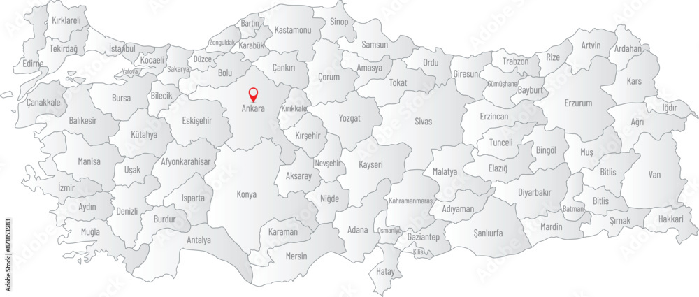 Türkiye Provincial Map. Türkiye Haritası. Stock Vector | Adobe Stock