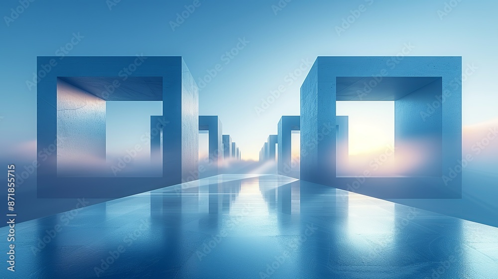 Geometric lines in isometric perspective, creating depth and dimension ...