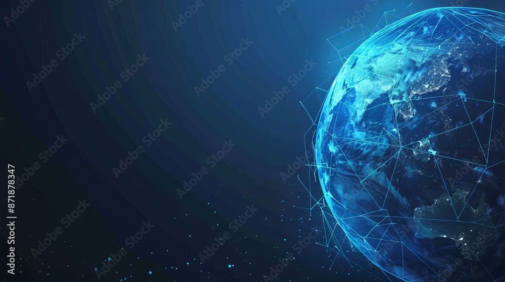 Blue futuristic background with planet Earth. Vector. Internet ...