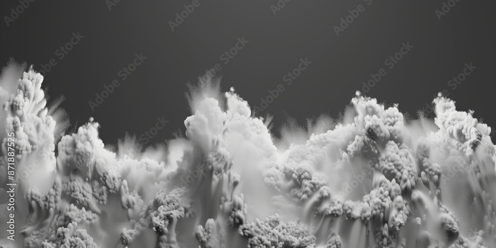 V-Ray Styled 3D Render of Silver Dusty Piles Floating in Air, Monotone ...