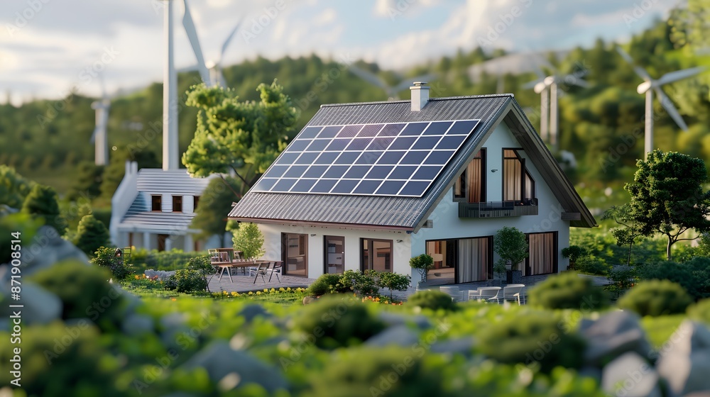 Foto Sustainable Energy Loop: Animated GIF of Solar Panels and Wind ...