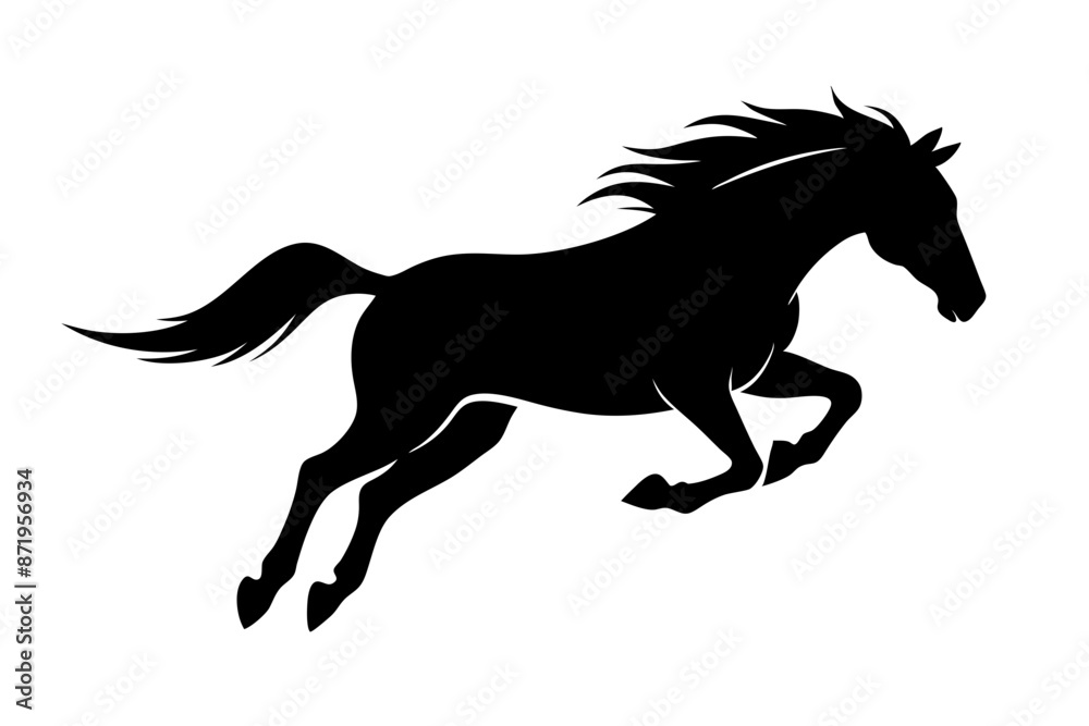 Vector de Stock black and white horse silhouette, horse vector ...