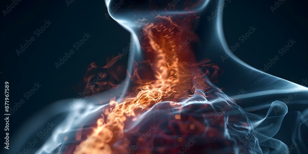 Illustration of GERD with highlighted esophagus showcasing heartburn ...