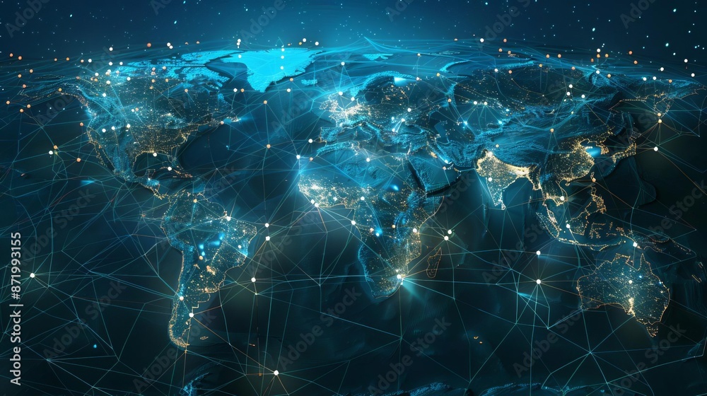 A global map with data points indicating cloud data centers and their ...