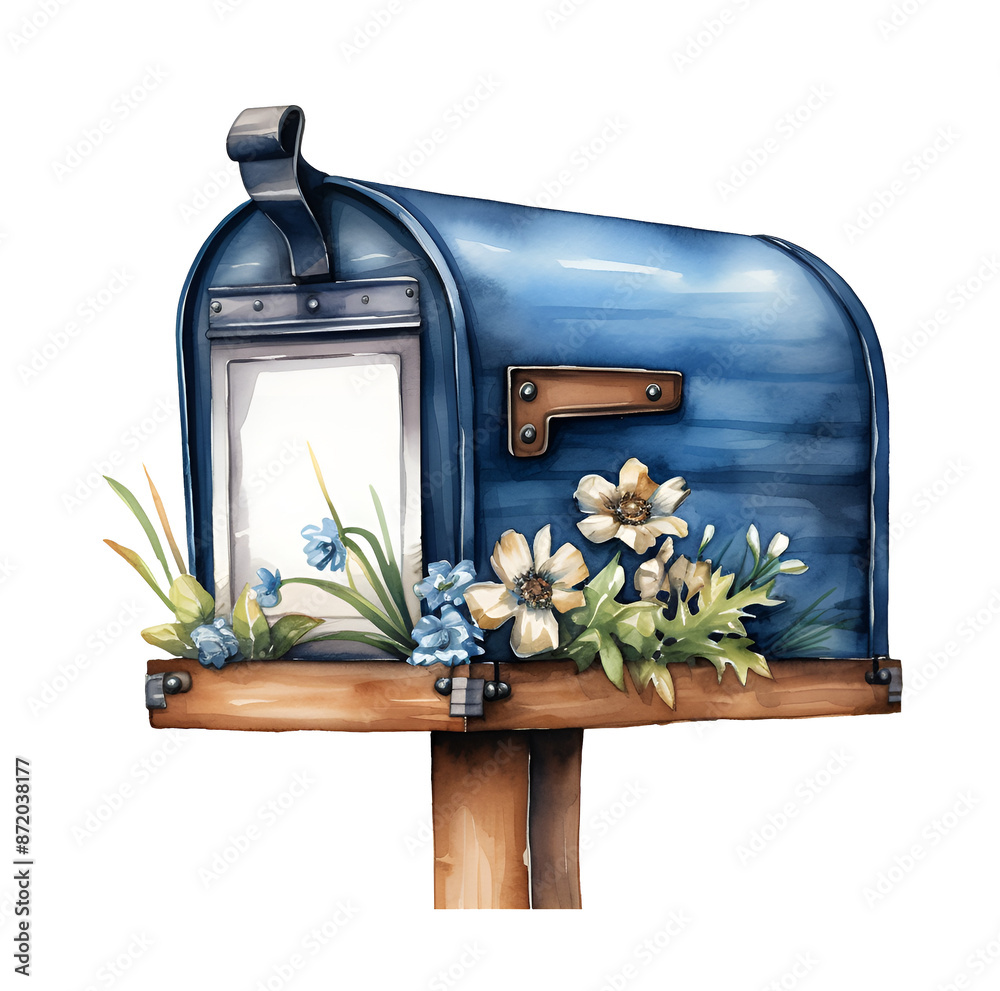 Mailbox, watercolor clipart illustration with isolated background ...