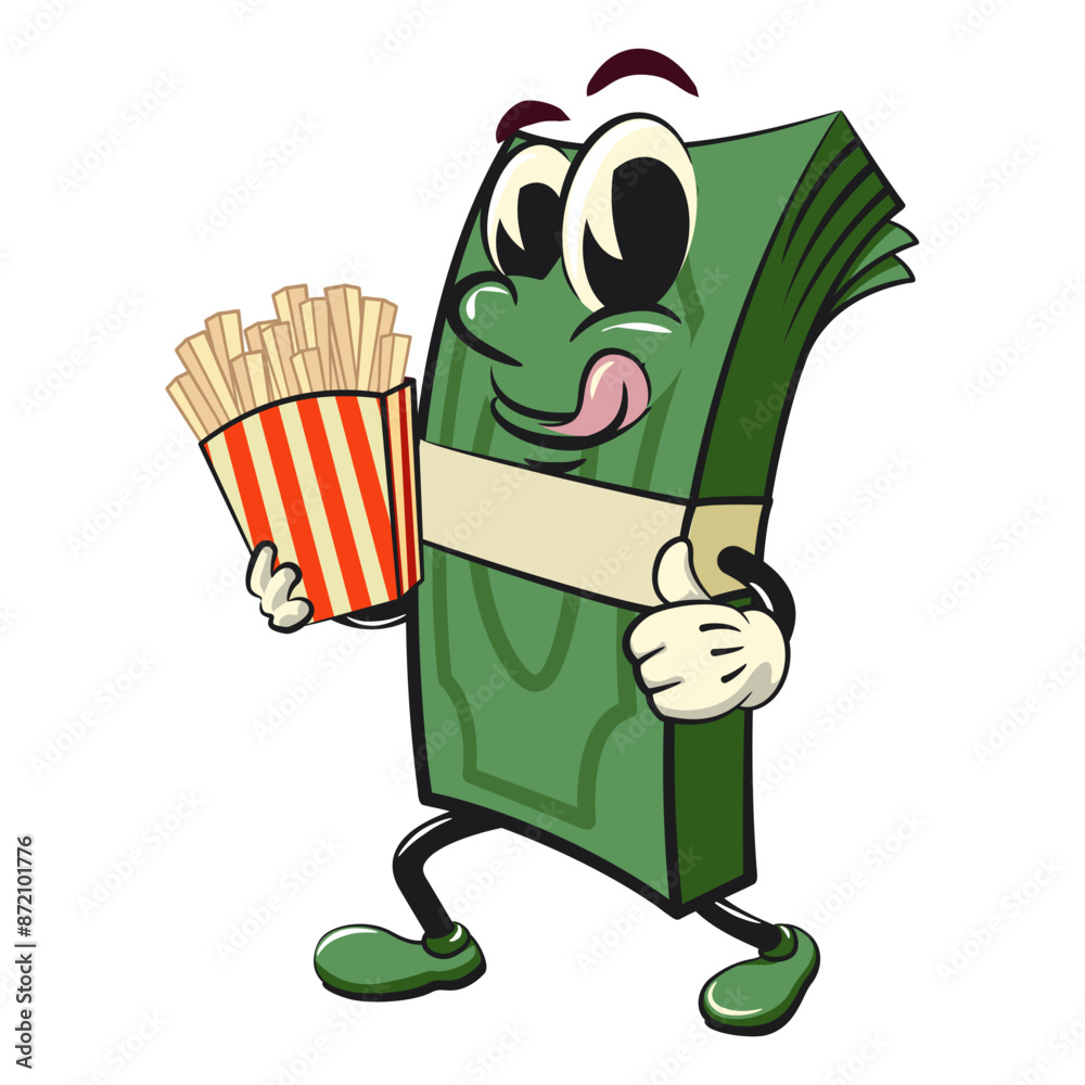 Vector de Stock character of a bundle of cash money cartoon vector ...