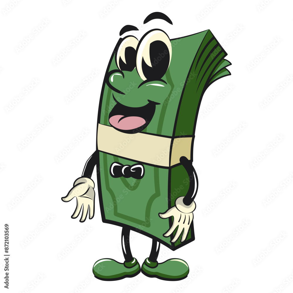 Vector de Stock character of a bundle of cash money cartoon vector ...