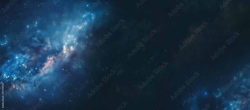 Mystical deep sky with bright clouds and stars. Reflections of light ...