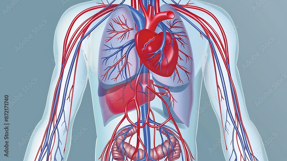 Infographic on the Human Circulatory System, Illustrating the Heart ...