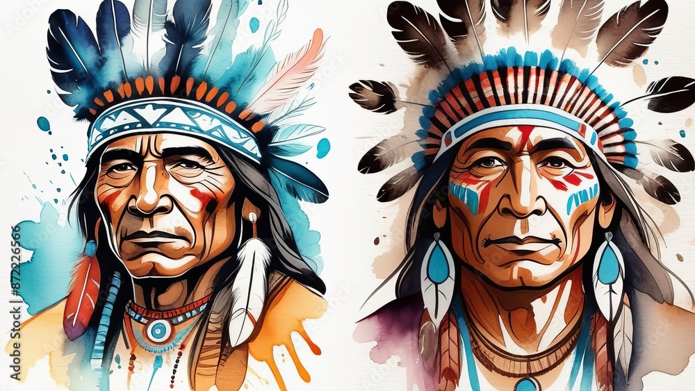 traditional clothing and face paint of native americans, indigenous ...