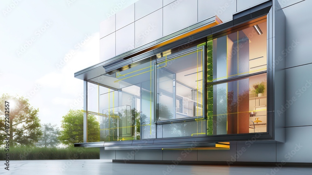 detailed cross-section of an energy-efficient window featuring ...