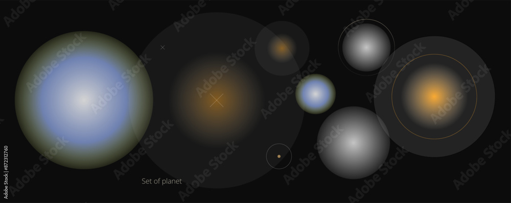 Universal abstract geometric futuristic shapes and planets with dither ...