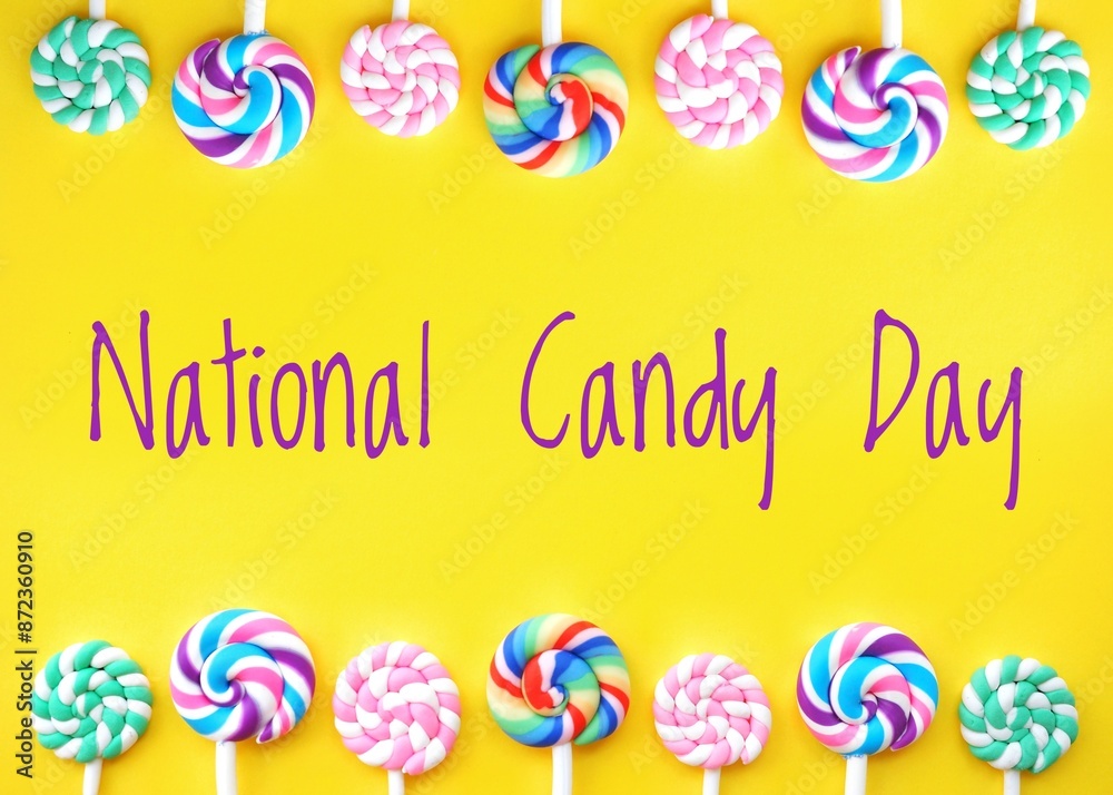 Vibrant and bright yellow poster for National Candy Day, celebrated on ...