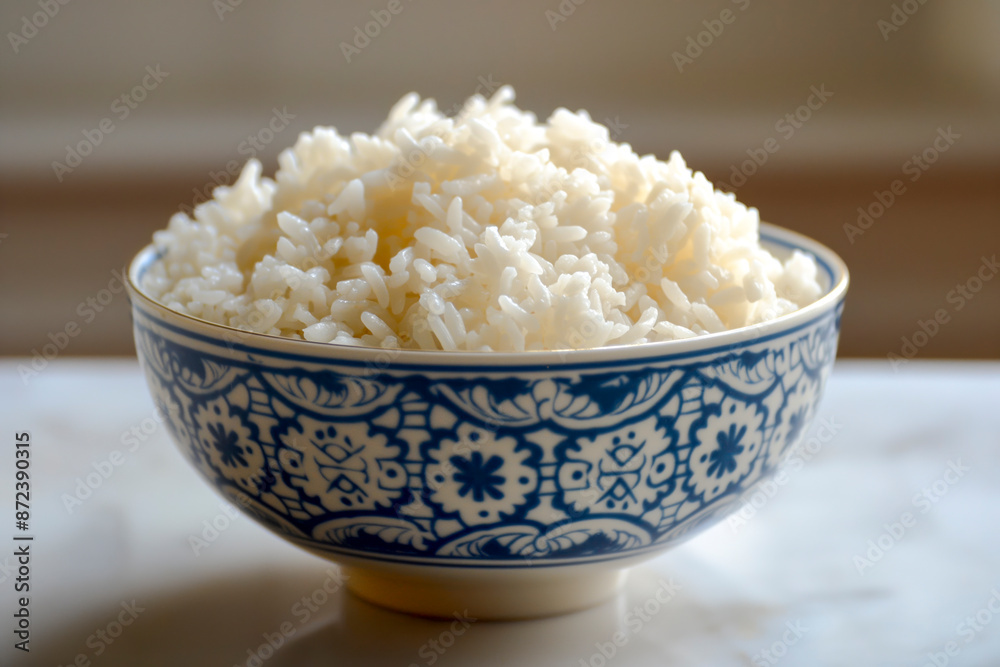 bowl of boiled rice Stock Photo | Adobe Stock