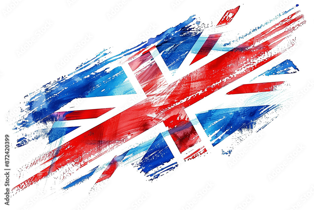 Abstract British flag in paint brush strokes isolated on transparent ...