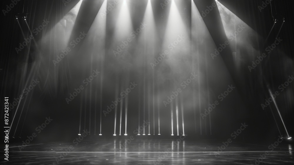 Artistic performances against a bright backdrop with spotlights ...