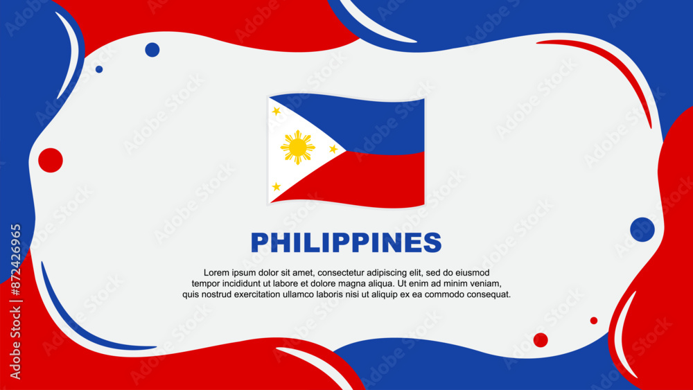 Philippines Flag Abstract Background Flat Design Template. Philippines ...