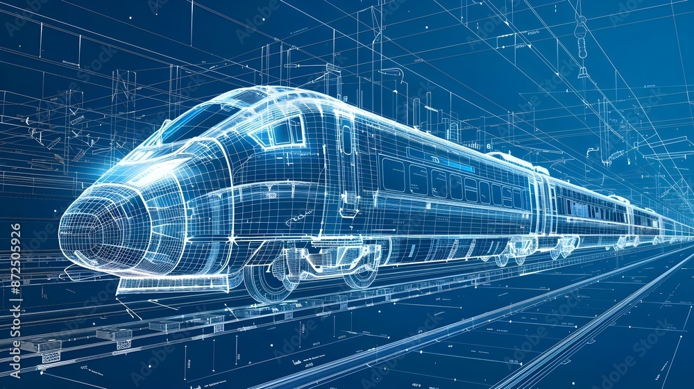 Minimalist Infographic of High Speed Train Engineering Blueprints Stock ...