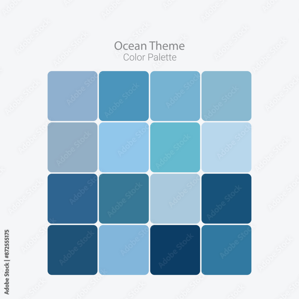 Image vectorielle Stock Ocean Blue Color Palette, Blue Color Code Guide ...