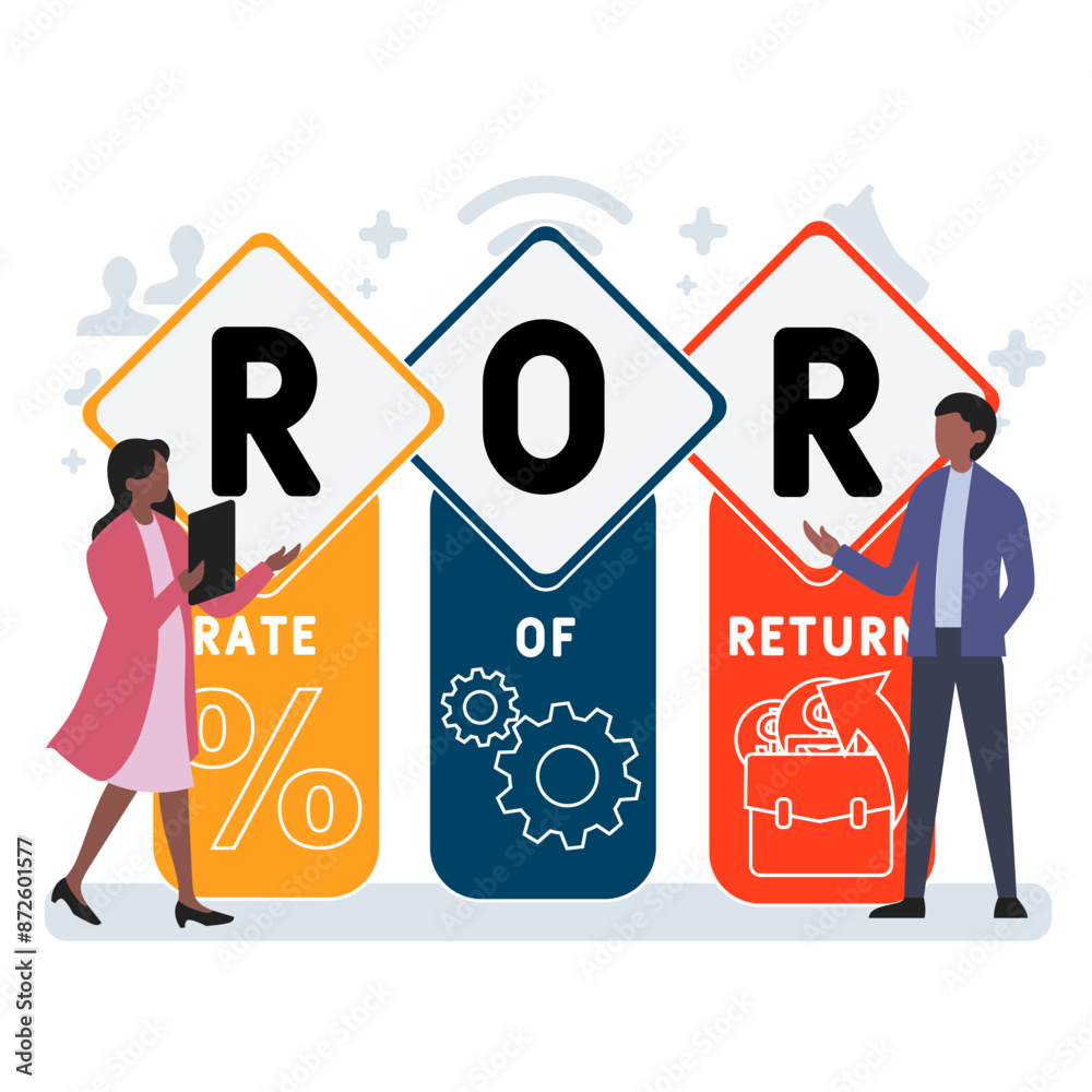 ROR Rate Of Return acronym. business concept background. vector ...