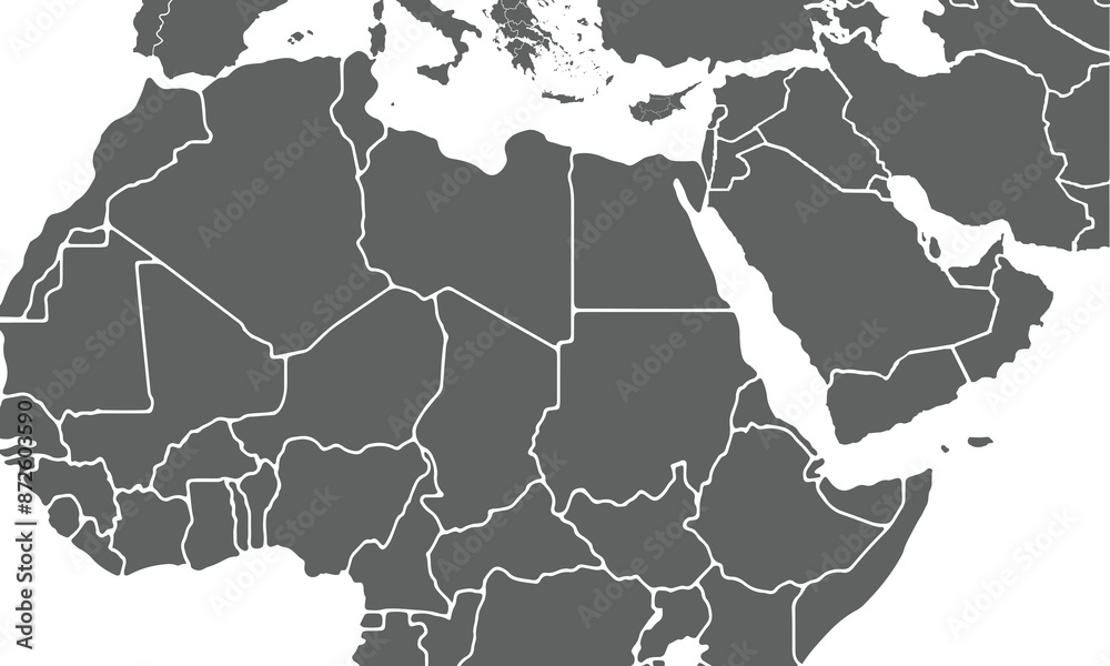 The political map of the Arab world on white background. for website ...
