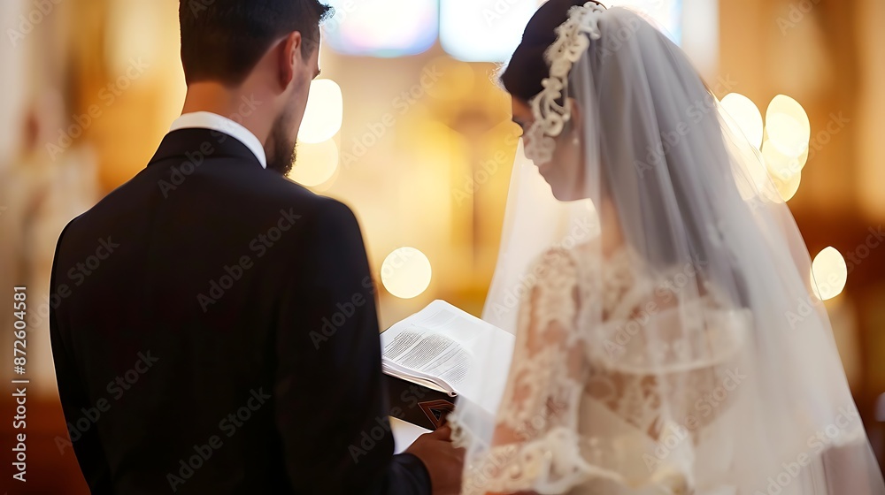 Devoted couple solemnly exchanges vows in a traditional wedding ...