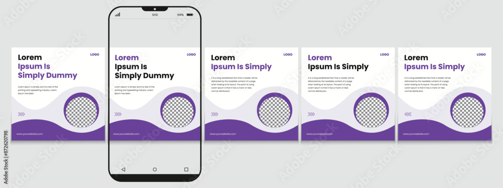 Social media carousel template post design with cellphone or mobile ...
