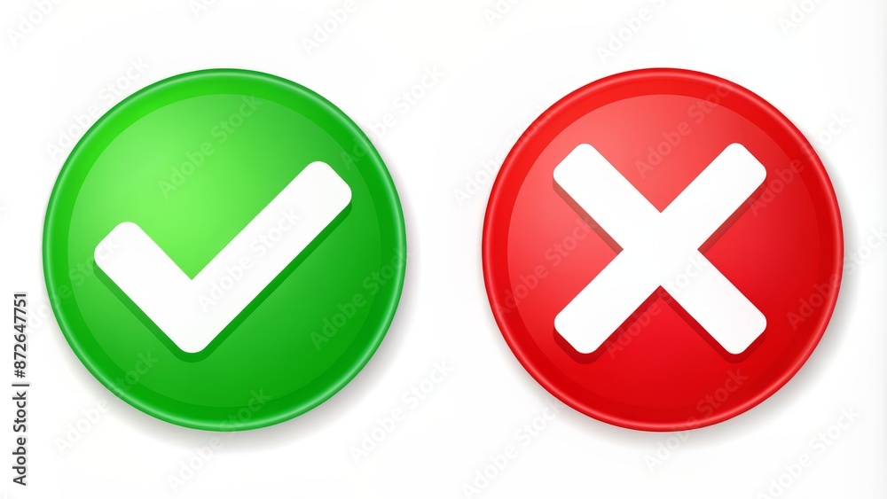 Green checkmark and red crossmark icons on a clean white background ...
