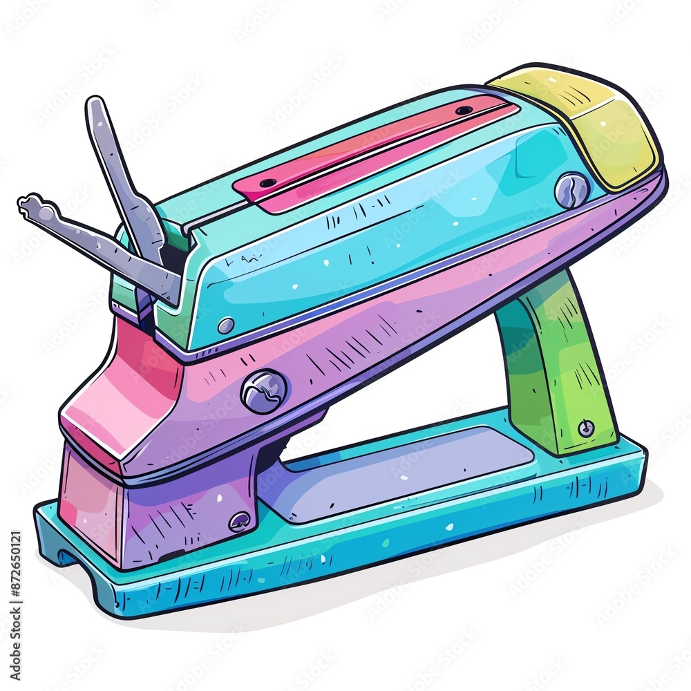Colorful stapler clipart, cartoon style, stationary element, isolated ...