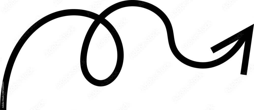 Spiral arrow doodle, wavy twist minimal squiggly line set. Curve comic ...