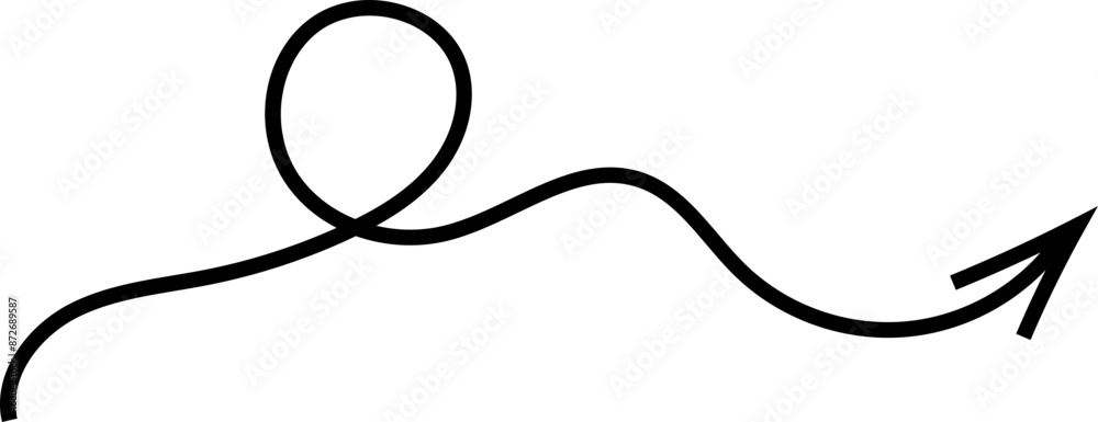 Spiral arrow doodle, wavy twist minimal squiggly line set. Curve comic ...