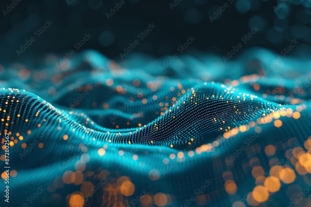 Technology background with A futuristic digital wave symbolizing the ...