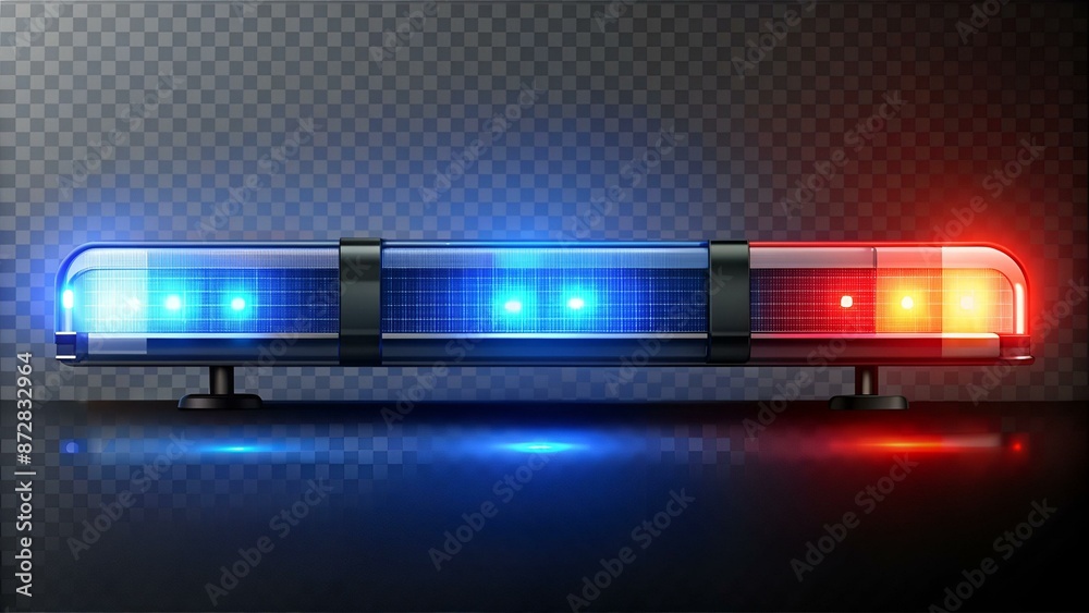 Realistic police led flasher Red and blue lights. Transparent beacon ...
