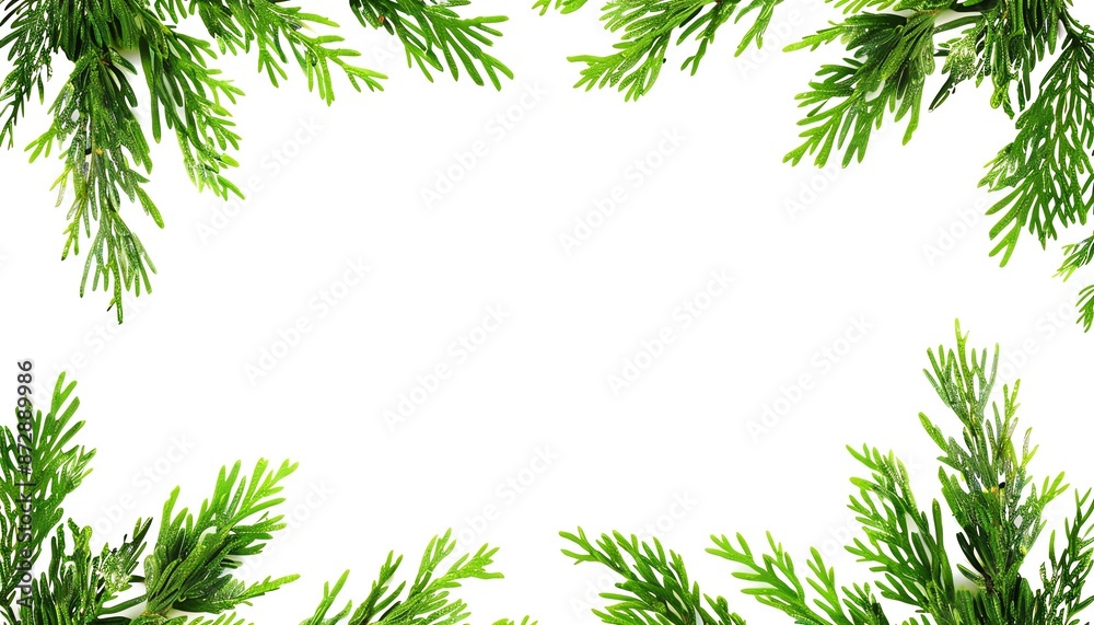 Cypress leaf frame clipart, foliage border, vector art, dark green ...