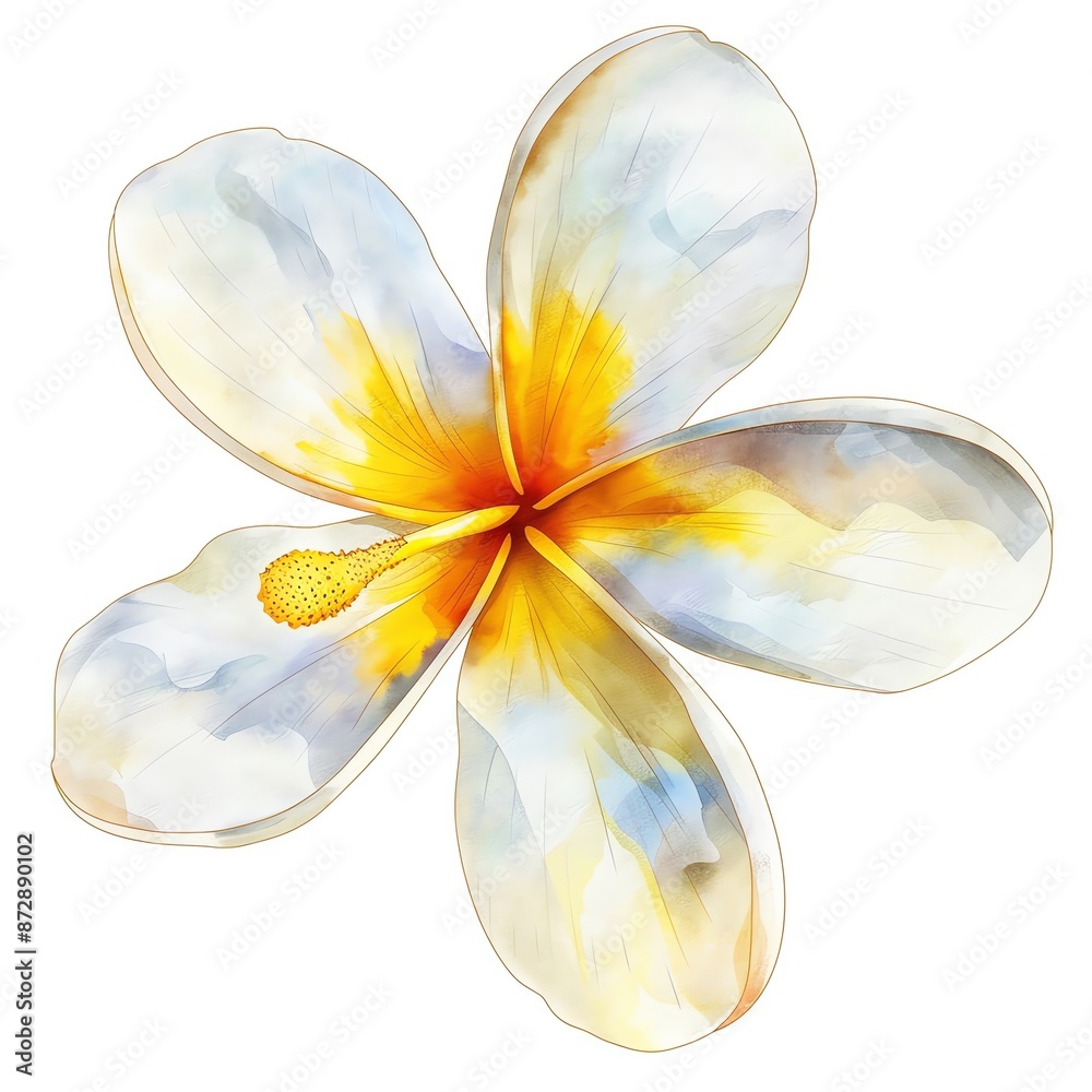 Frangipani flower clipart, national flower of Laos, watercolor ...