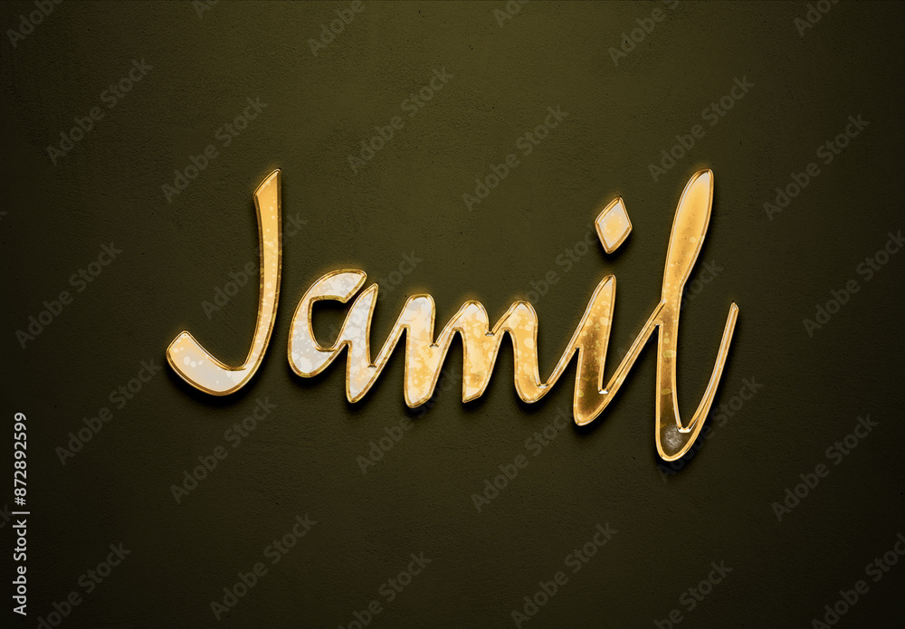 Old gold text effect of Arabic name Jamil with 3D glossy style Mockup ...