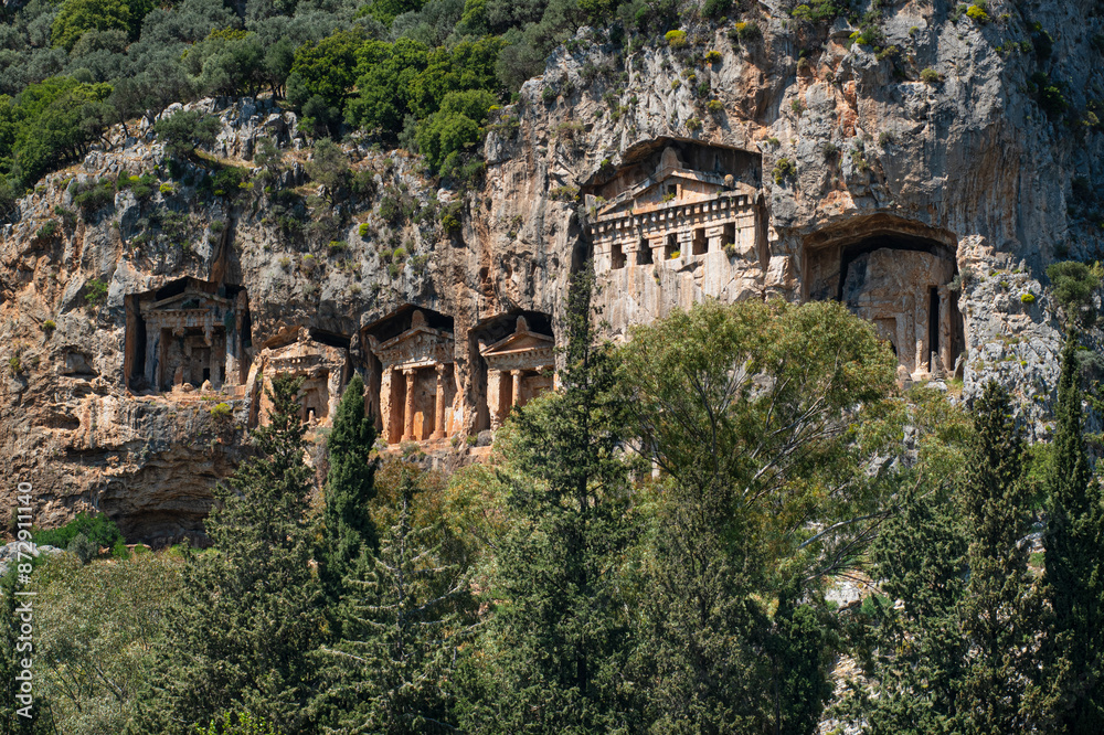 Fethiye King Tombs,carved into the rock tomb 4th century BC. The Lycian ...