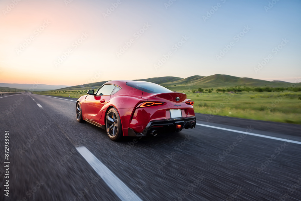 Seattle, Washington, USA, July 01, 2024, Red Toyota Supra 2020. car on ...
