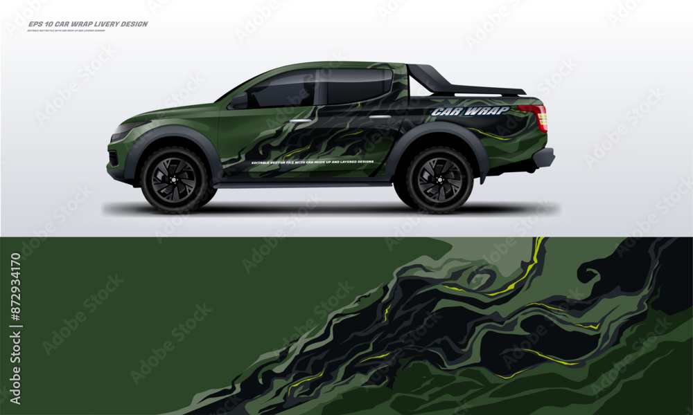 sport car truck army double cabis style wrap decal livery design foe ...