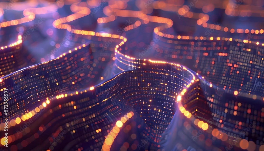 Ilustración de Stock AI-Powered Insight: Document Analysis and Extraction, neural network-like ...