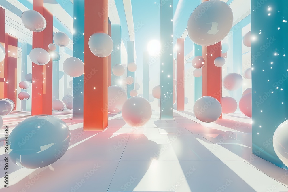 an abstract white void with floating matrix-like elements as far as the ...