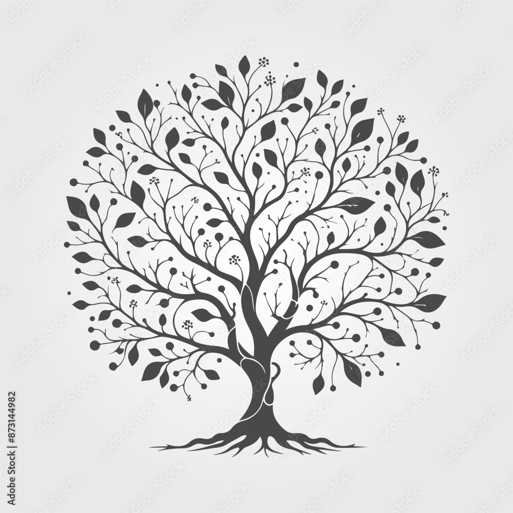 silhouette tree line drawing set, Side view, set of graphics trees ...