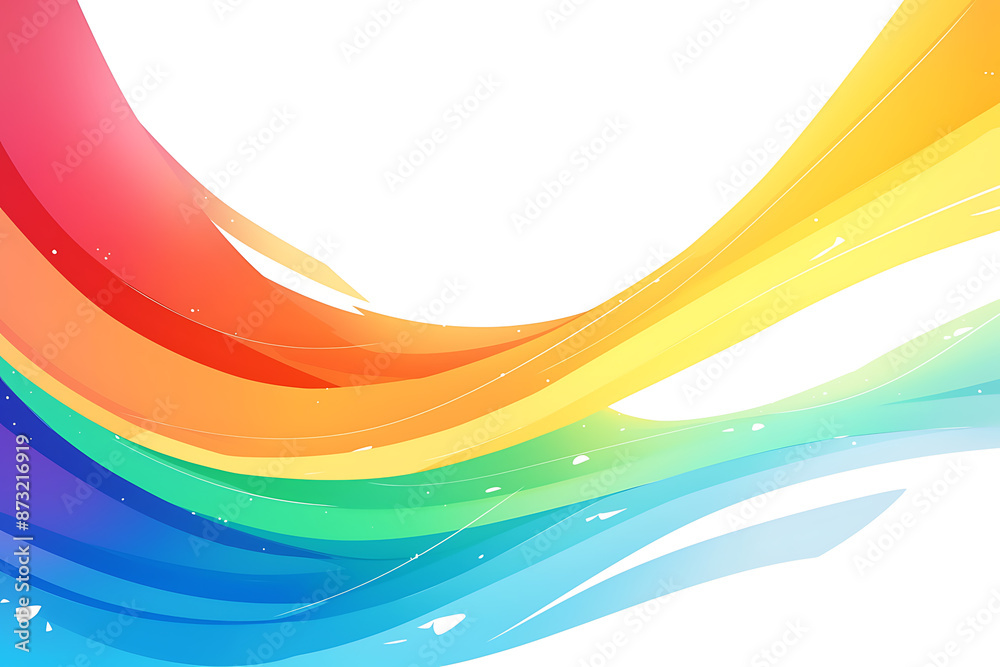 Cartoon rainbow rendered on a white background, featuring bright and ...