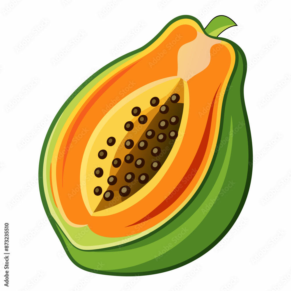 papaya clipart cartoon Illustration drawing Stock Vector | Adobe Stock