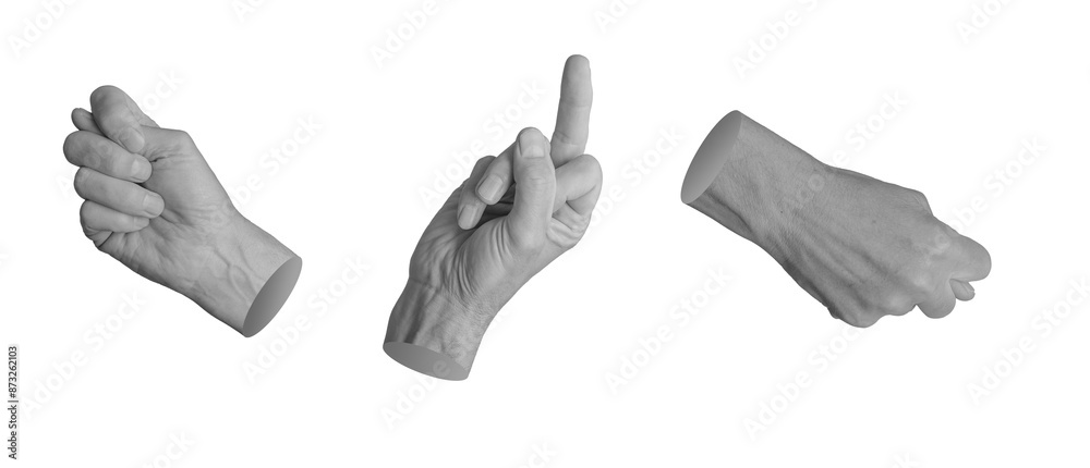 Rude gestures, fig symbol and fuck-off, hand sign isolated on white ...